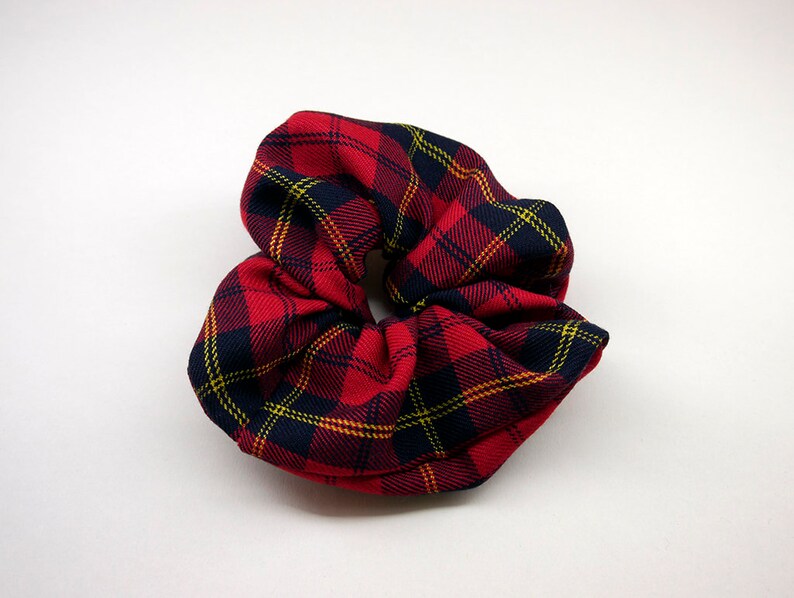 Red Plaid Scrunchie,tartan Scrunchie,traditional Plaid, Large Scrunchie ...