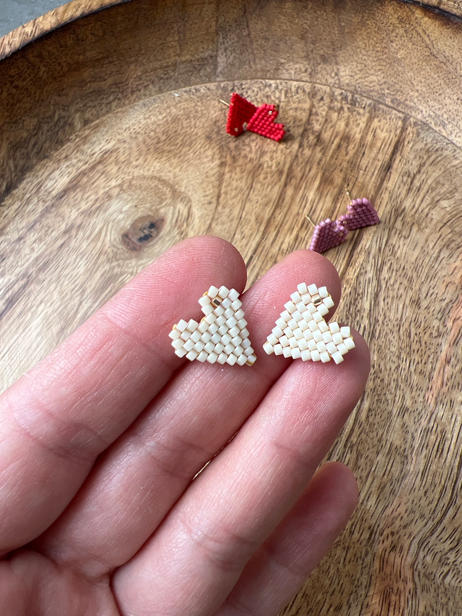 Different Colored Mini Heart Shaped Miyuki Beaded Earrings - Etsy