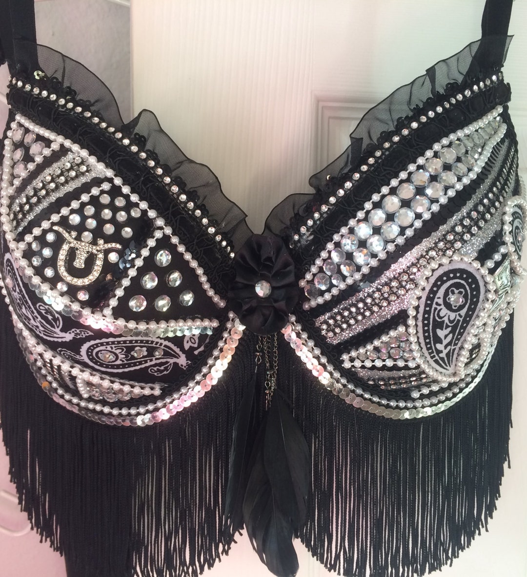 Country Western Bling Bra: Paisley Bandana, Jewel Embellishments - Etsy