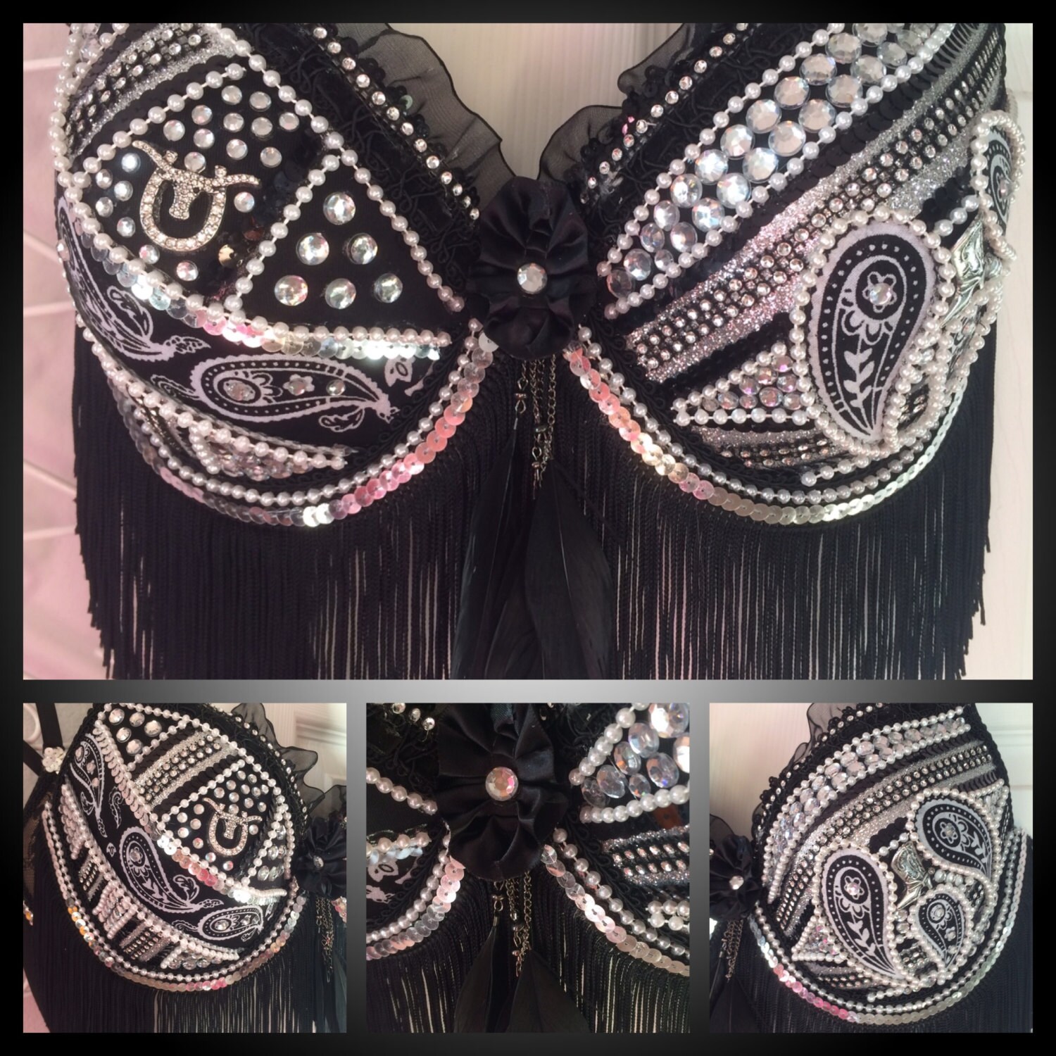 Country Western Bling Bra: Paisley Bandana, Jewel Embellishments - Etsy