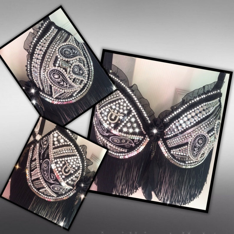 Country Western Bling Bra: Paisley Bandana, Jewel Embellishments - Etsy