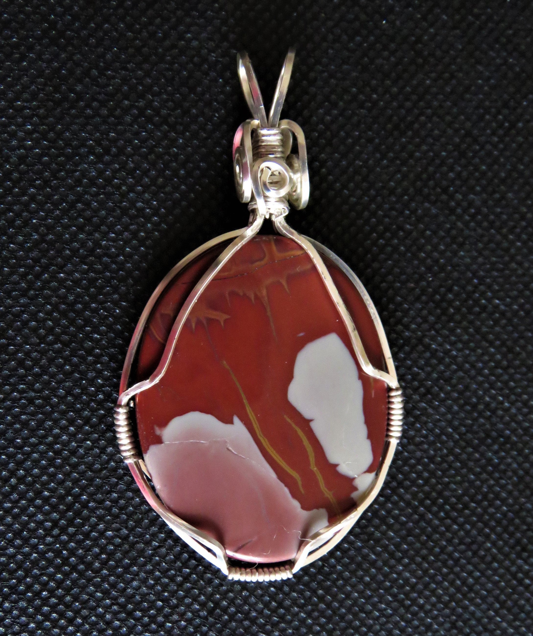 This reversible natural Jasper pendant in colours of red | Etsy