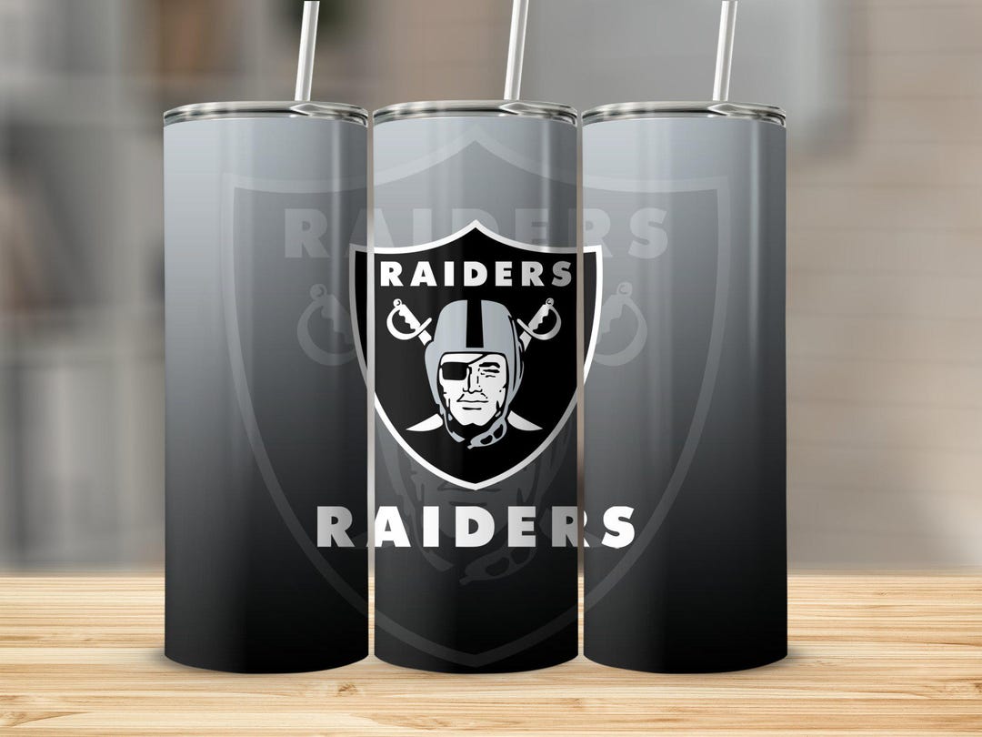Sleek Black and Grey Raiders Logo Design Skinny Tumblers - Etsy