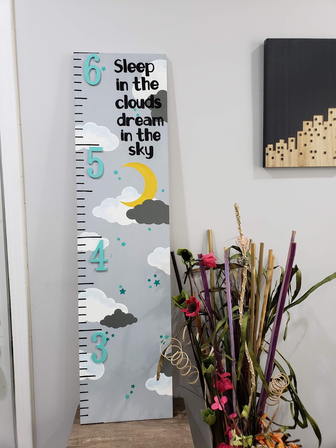 Clouds and Stars Growth Chart Sky Nursery Decor Wood Hand - Etsy Canada