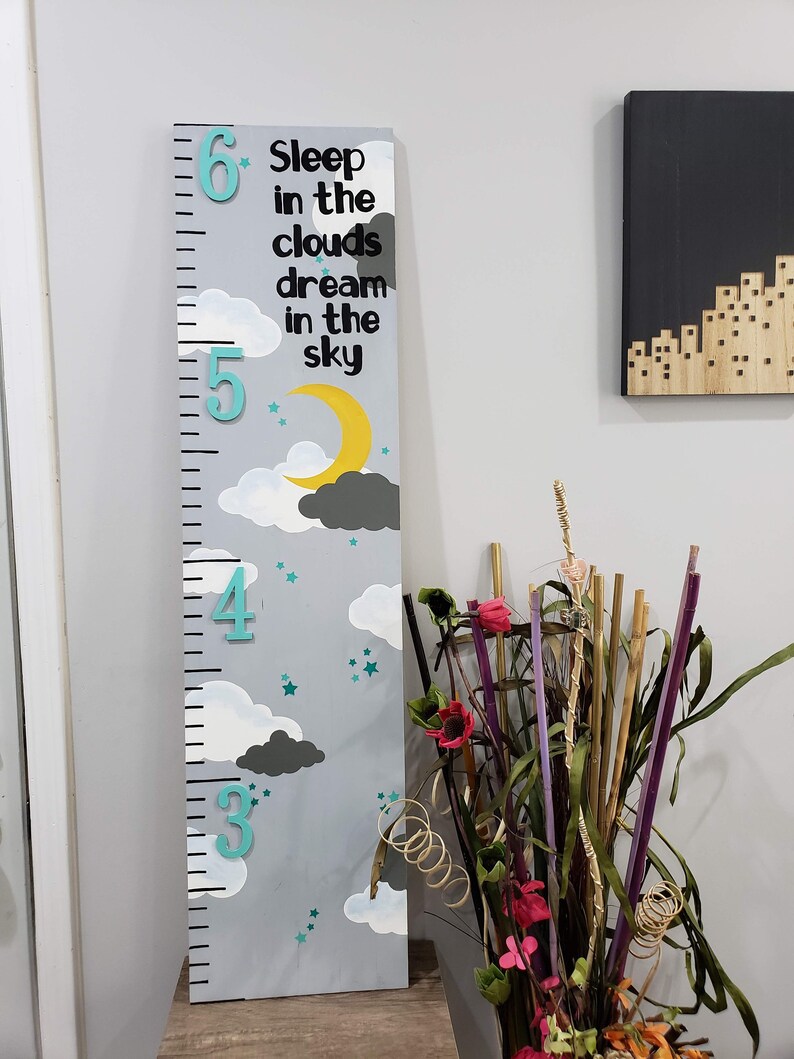 Clouds and Stars Growth Chart Sky Nursery Decor Wood Hand - Etsy Canada