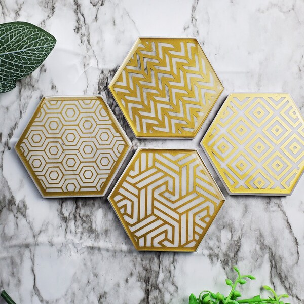 Hexagon Coasters - Etsy