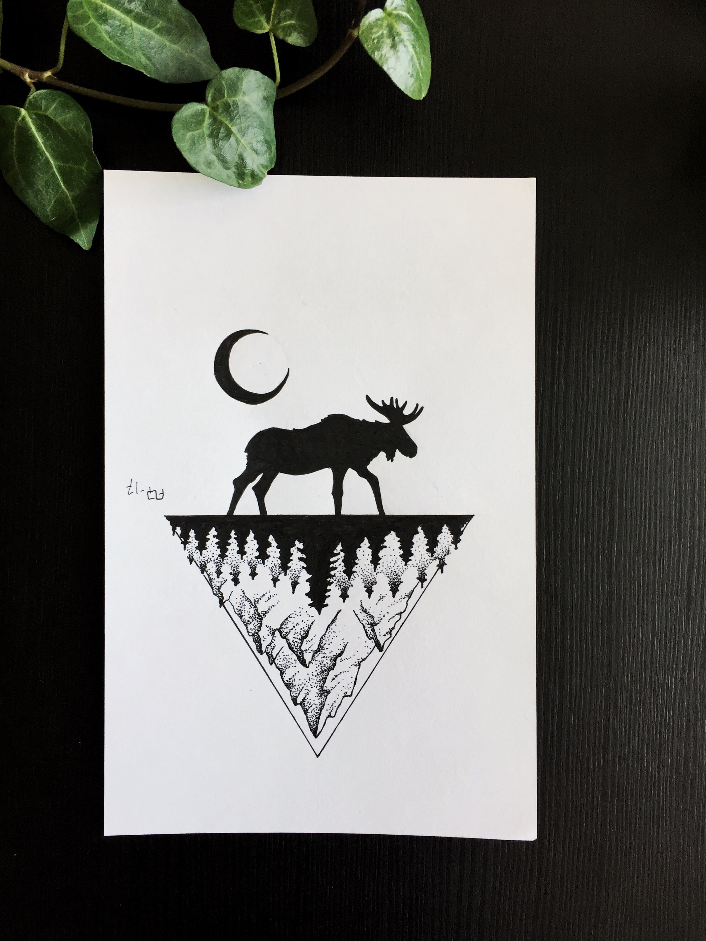 Geometric Moose Tattoo