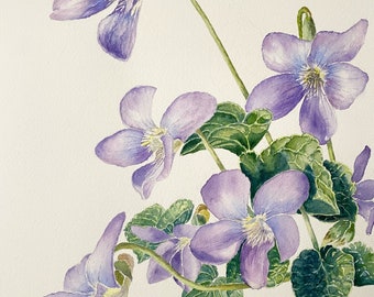 Original Wild Violets in Vase Watercolor Painting Not a Print - Etsy