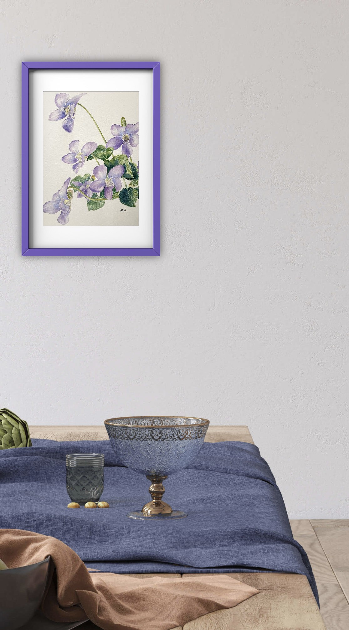 Common Blue Violet Watercolor Painting, Viola Sororia, Native Plant Art ...