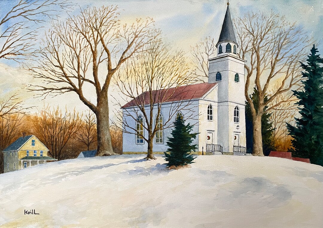 Old Church Watercolor Painting, Historic Church Building, Warwick NY ...