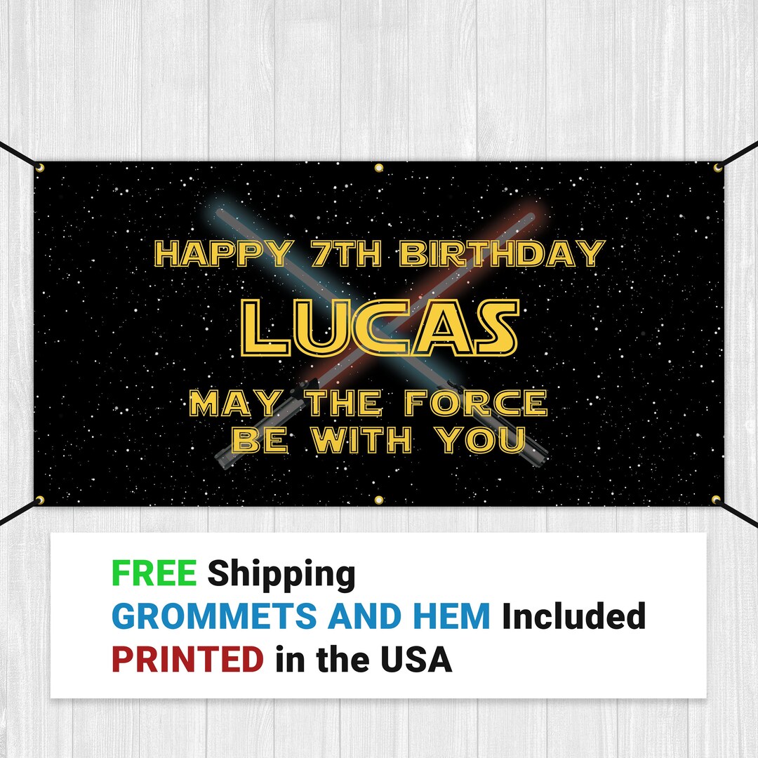 Personalized Star Wars Birthday Banner With Custom Name and - Etsy