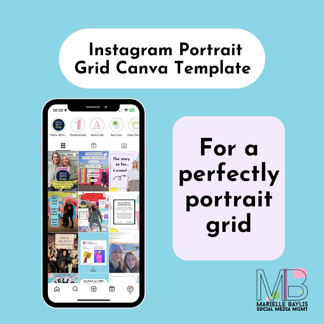 Portrait Grid Instagram Templates (canva) Editable Social Media Content ...