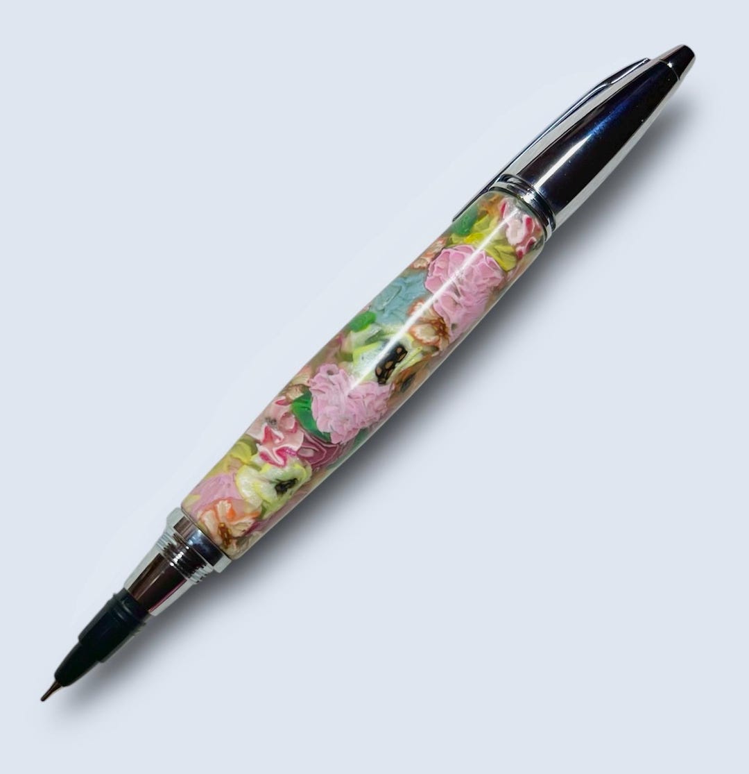 Custom Floral Pen With Refillable Fiber Tip - Etsy