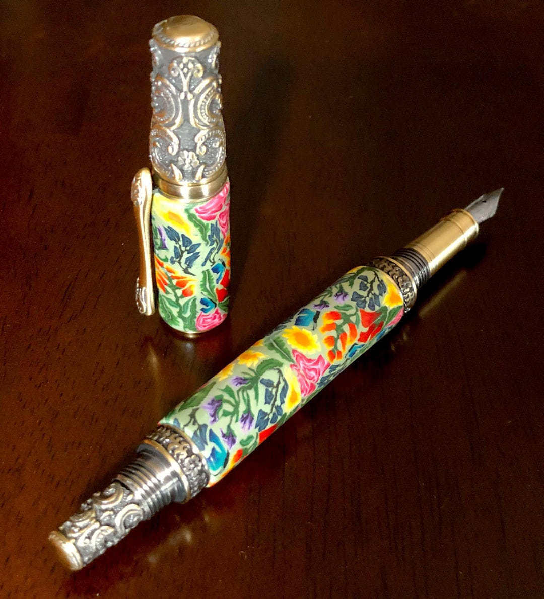 Green Floral Victorian Fountain Pen - Etsy