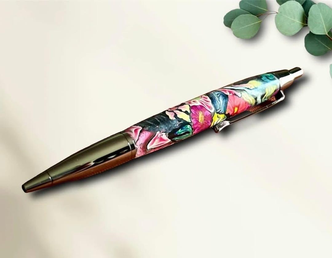 Pink & Black Floral Click-style Pen - Etsy