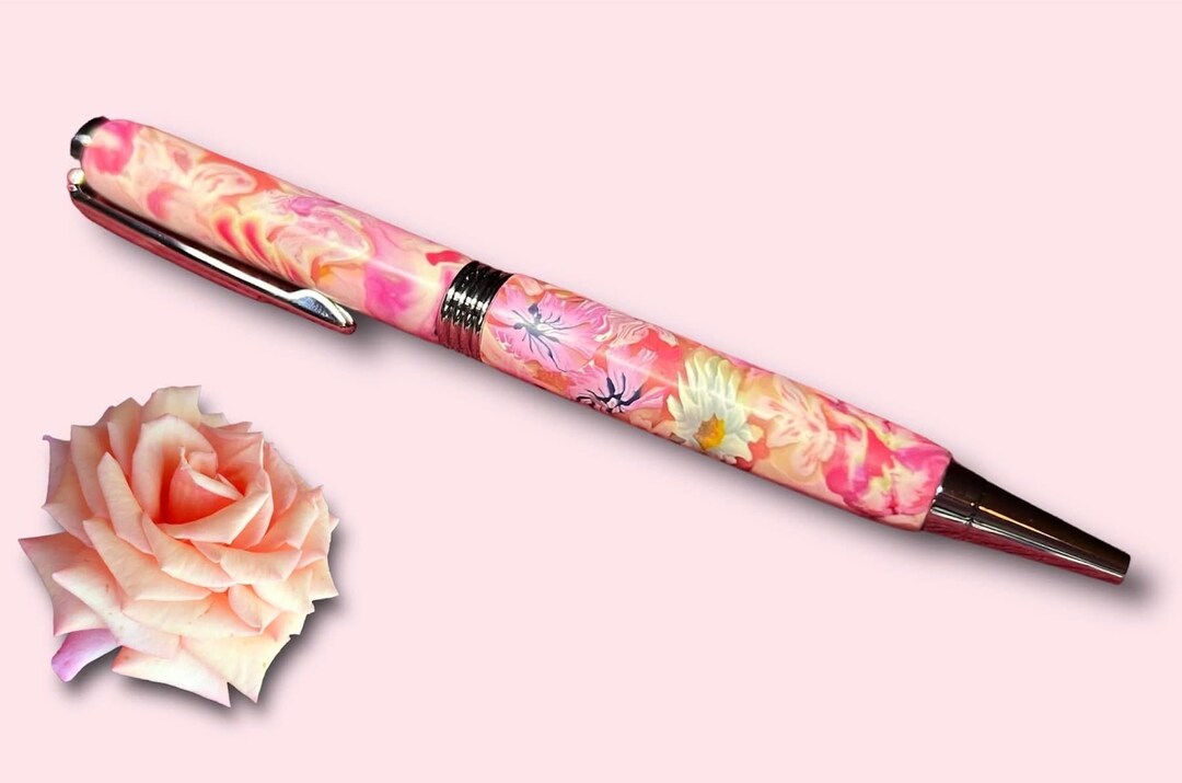Pink Floral Twist-style Pen - Etsy