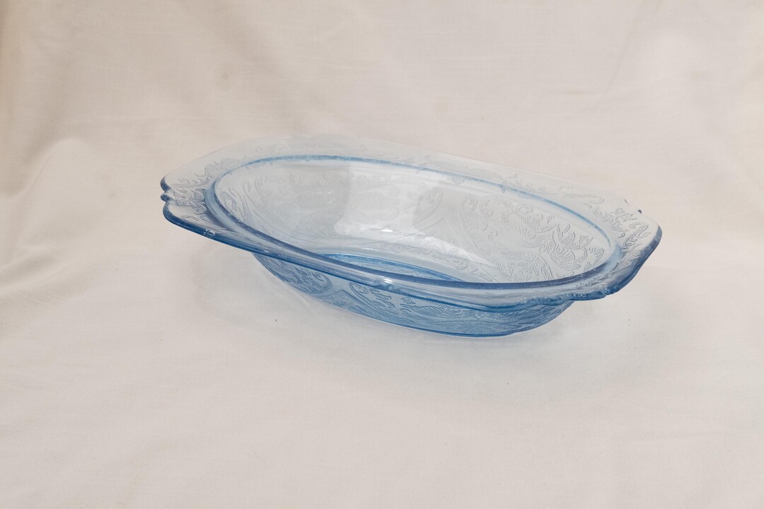 Vintage Blue Indiana Glass Madrid Pattern Oval Bowl, 1940s - Etsy