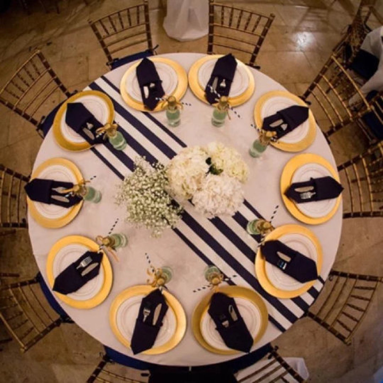 Navy and White Striped Wedding Table Runners. - Etsy