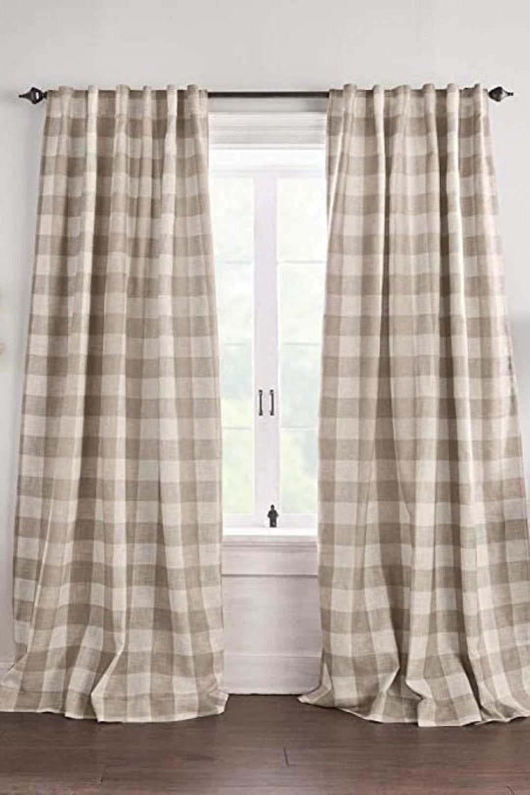 Ecru Buffalo Check Curtains - Etsy
