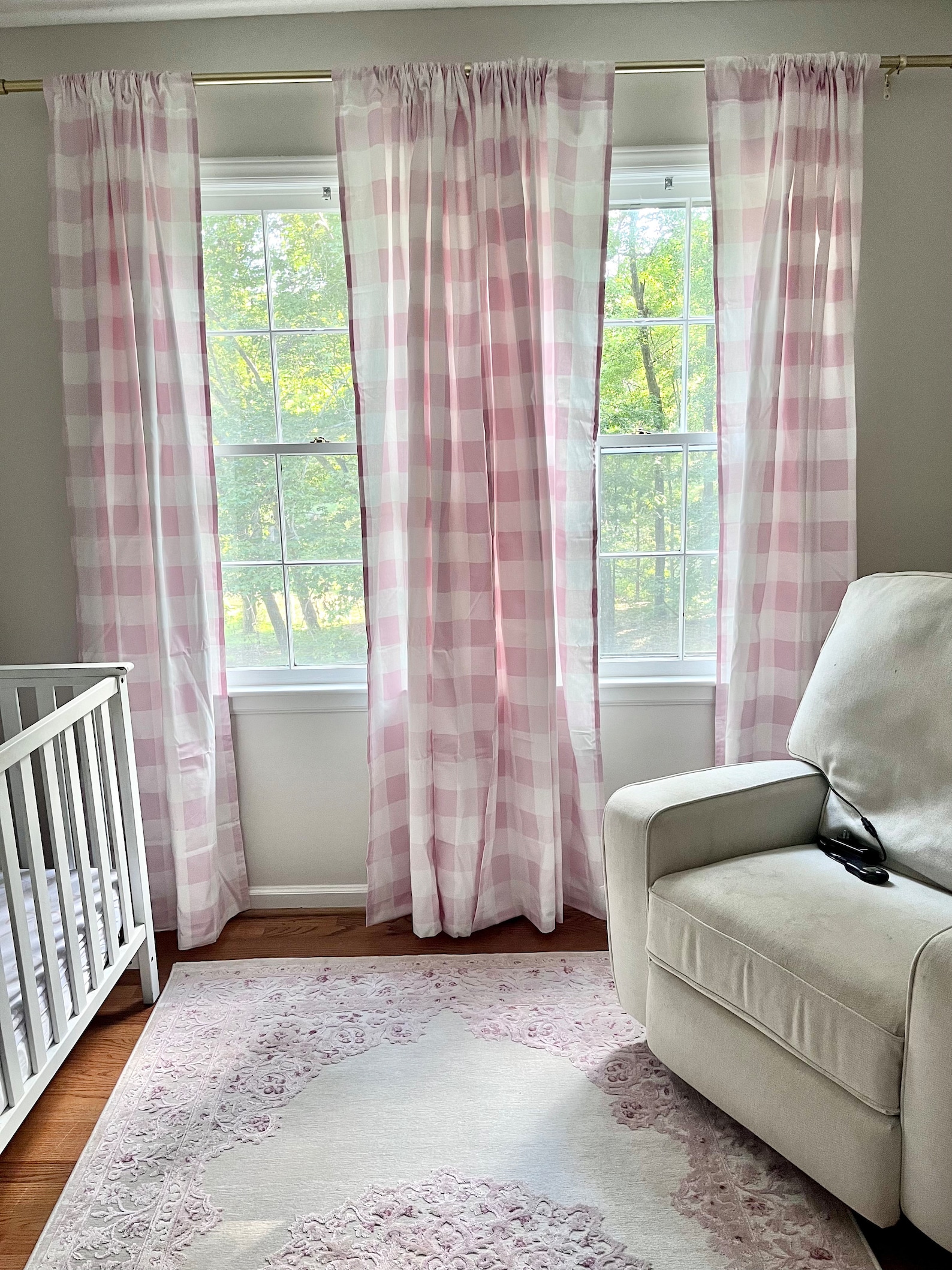 One Pair Pink and White Buffalo Check Curtains - Etsy