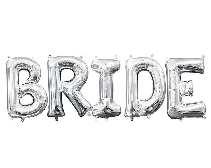 BRIDE Balloons Silver BRIDE Balloon Bride Banner Wedding Decorations ...