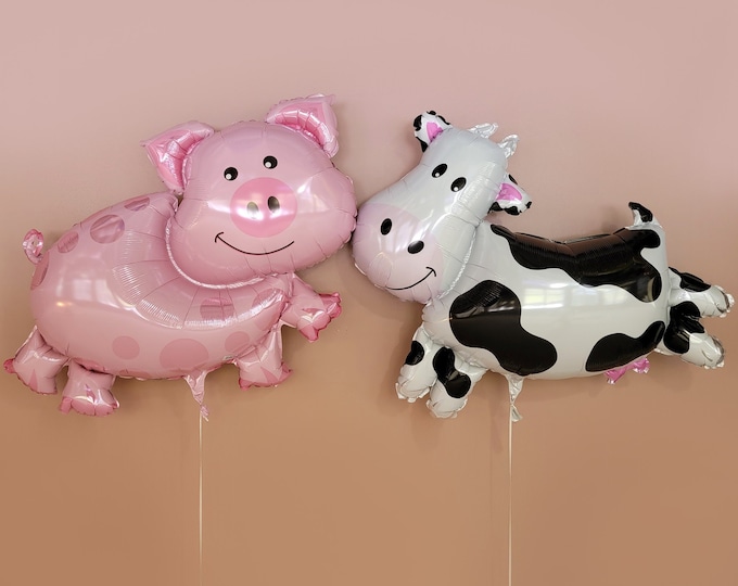 Farm Animal Balloons - Barnyard Birthday, Cow Birthday Party Decor ...