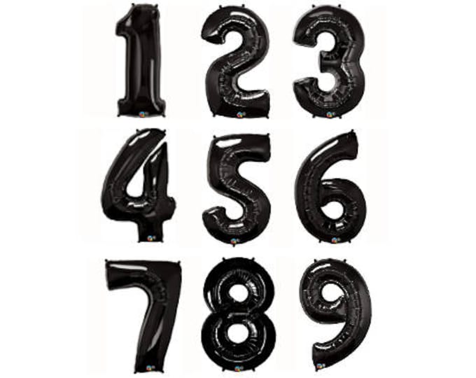 BLACK 34" Number Balloons - Black Number Balloons - Birthday Balloons ...