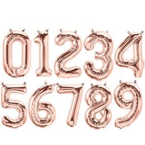 ROSE GOLD 16" Number Balloons - Rose Gold Number Balloons - Birthday ...