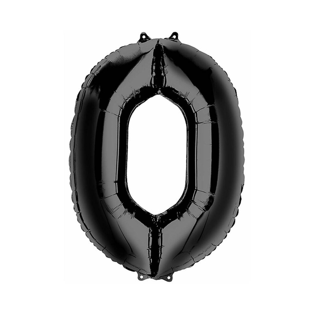 34" Number 0 BLACK Mylar Balloon - Number 0 Balloon- ZERO Balloon ...