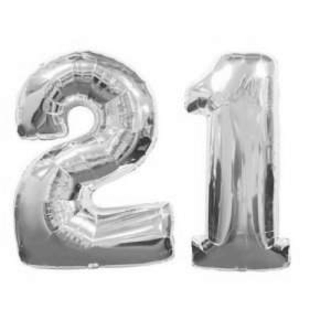 Silver 21 Balloon, Silver 21, 21st Birthday Balloon, Number 21 Balloons ...