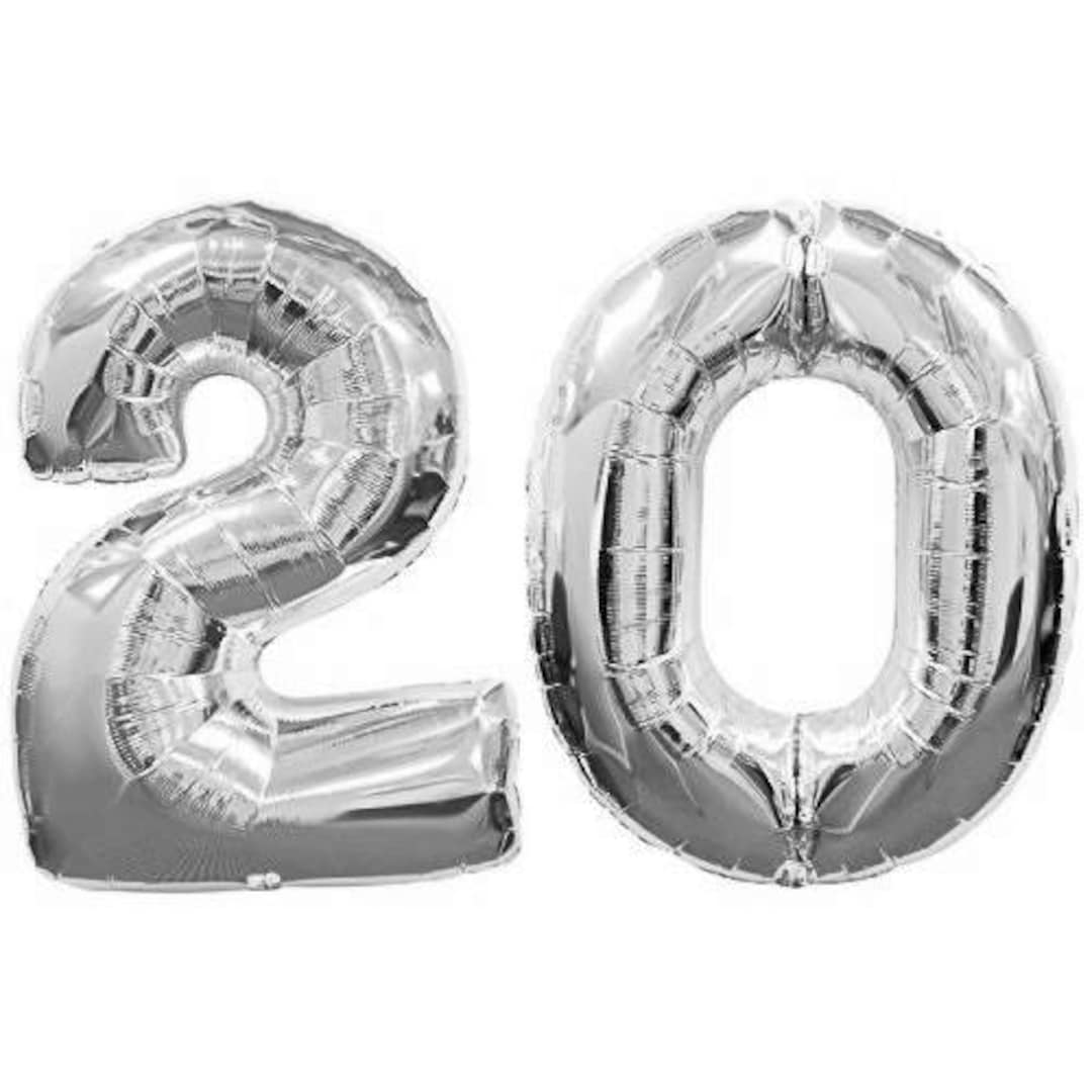 Giant 34 Inch 20 Balloon Number Silver Birthday Balloon Birthday Party 20th Birthday Anniversary Balloon Banner Photo Prop Etsy UK