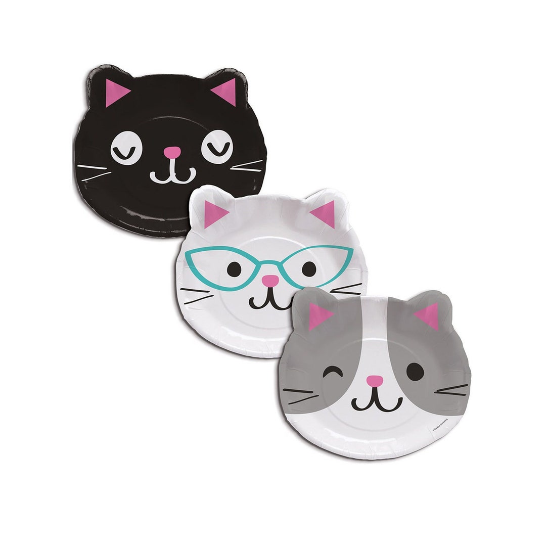 Cat Plates Cat Party Kitten Birthday Cat Paper Plates Kitty Birthday ...