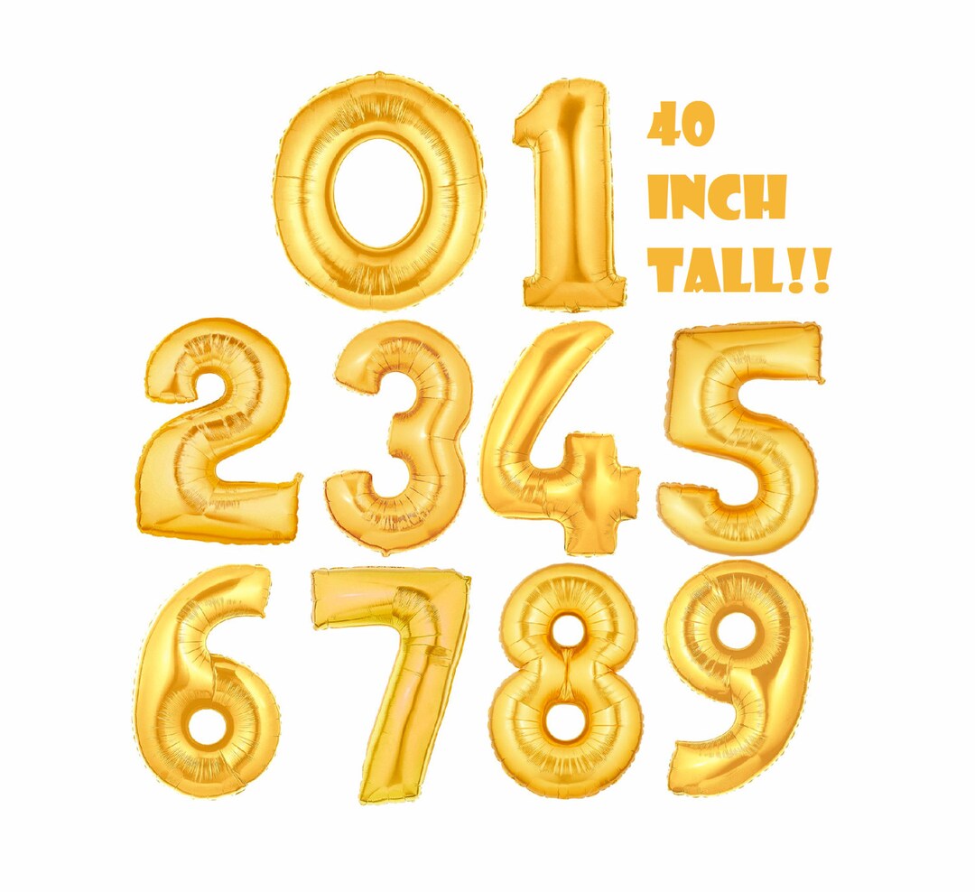 40 Inch Gold Number Mylar Balloons // Giant Gold Foil Balloon ...