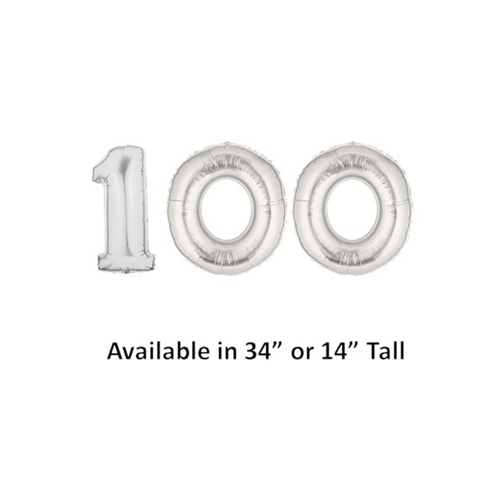 100 Balloon Number, Gold or Silver, 40" or 14" Highbirthday Balloon ...
