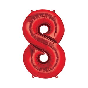 34" Number 8 RED Mylar Balloon - Number 8 Balloon- 8 Balloon - 8th ...