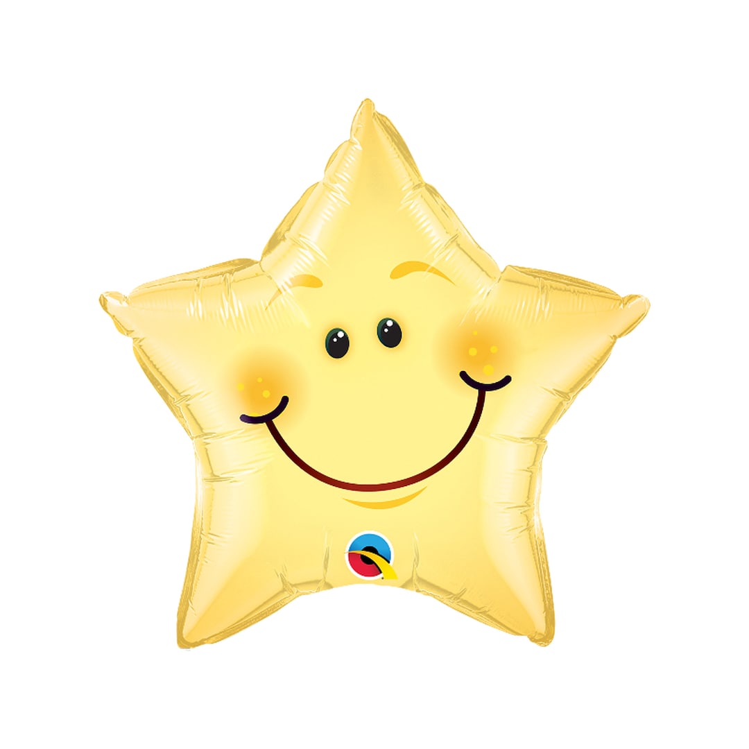 20" Smiley Face Star Balloon, Twinkle Twinkle Little Star Balloon, Baby ...