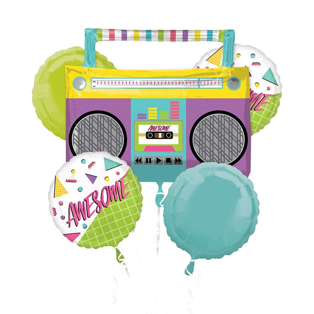 Boombox Balloon Bouquet - 80's Party Decor, Hip Hop Party, Disco Fever ...