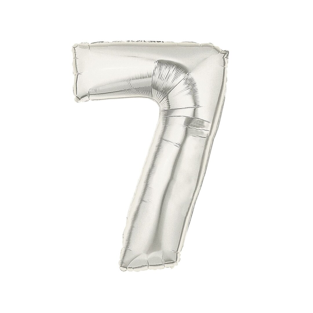 34" Silver Number 7 Balloon SEVEN Balloon Seventh Birthday Decor ...