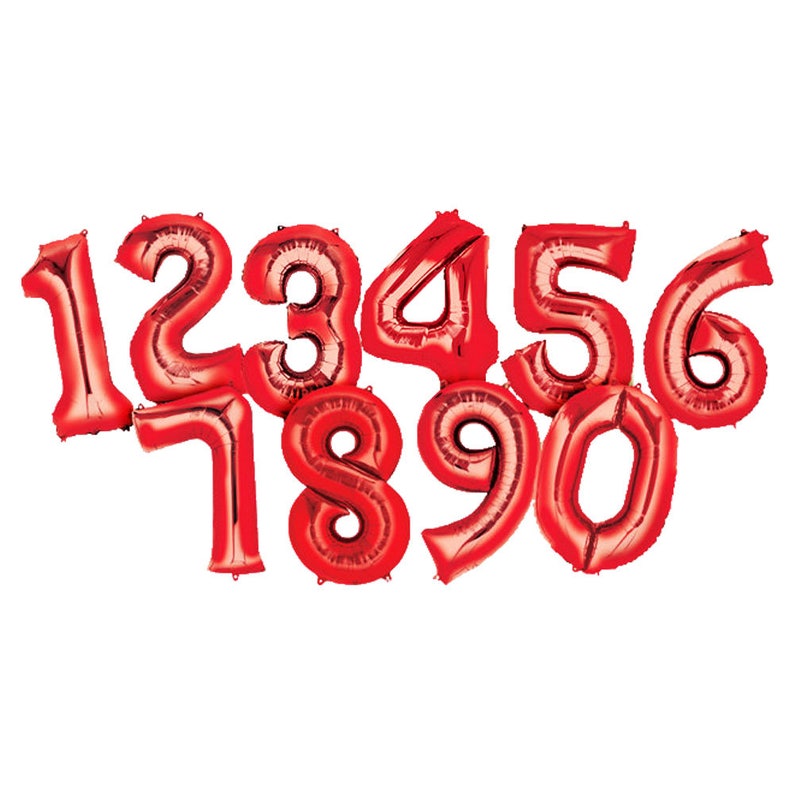 RED 34" Number Balloons - Red Number Balloons - Birthday Balloons - Age ...