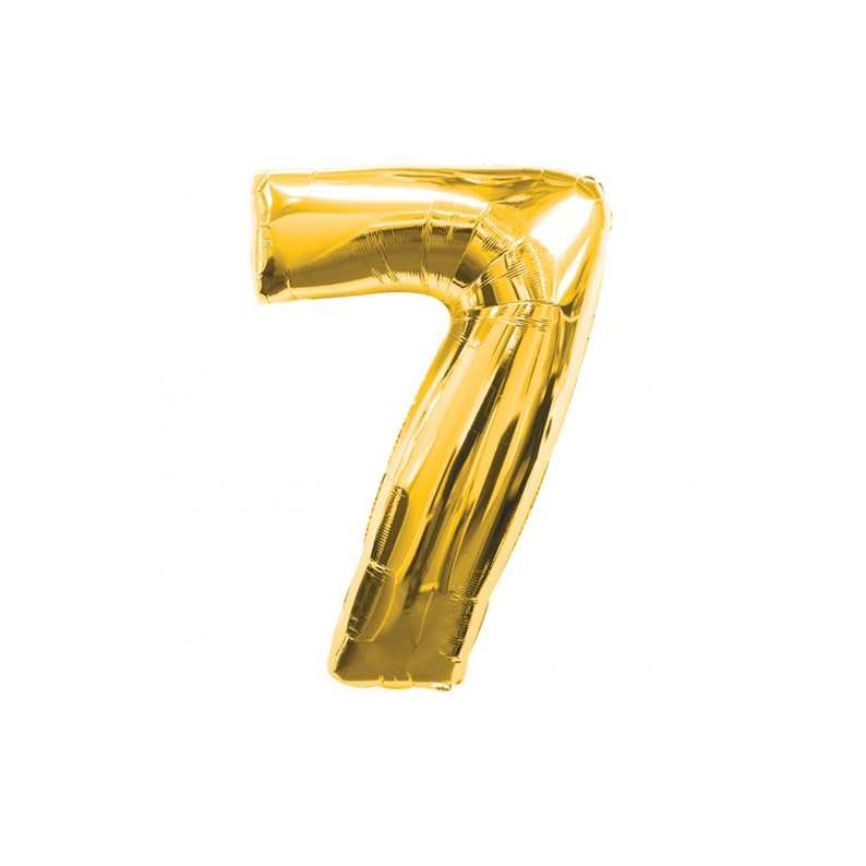 34 Number 7 Gold Mylar Balloon Number 7 Balloon SEVEN - Etsy