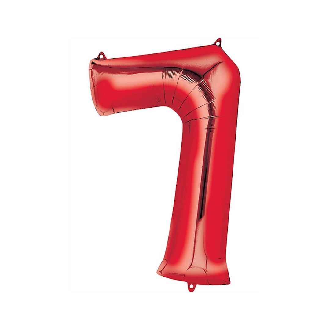 34" Number 7 RED Mylar Balloon - Number 7 Balloon- 7 Balloon - 7th ...