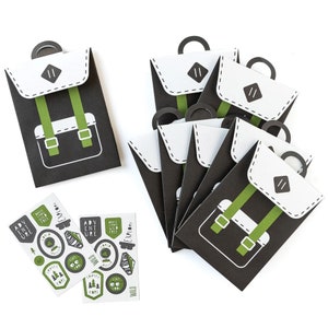 Backpack Treat Bags W/ Stickers | Camping Birthday Party - Camp Party ...