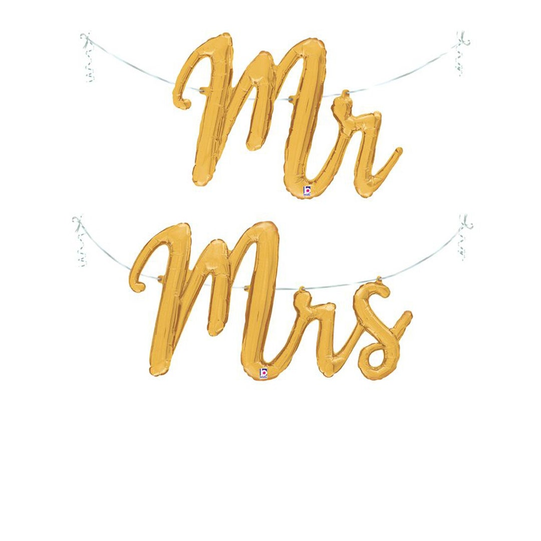 Gold Script MR and MRS Script Balloons Wedding Balloons Wedding Banner ...
