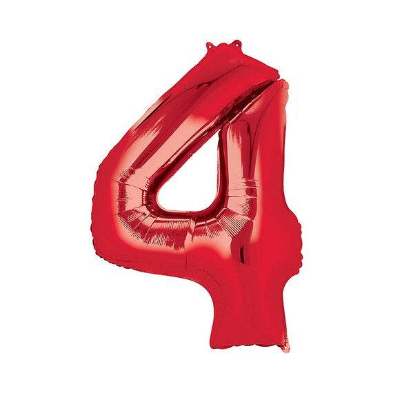Giant 34 Number 4 RED Mylar Balloon Number 4 Balloon | Etsy
