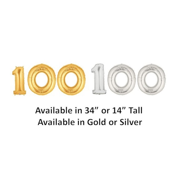 100 Balloon Number Gold or Silver 40 or 14 | Etsy