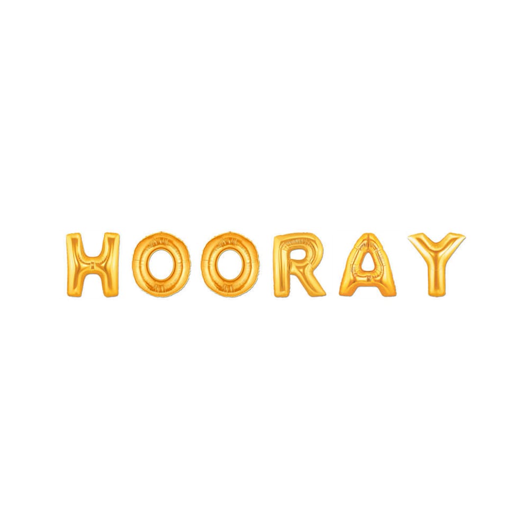 HOORAY Balloons - Giant 40" Gold Letter Balloons - Party Balloons ...