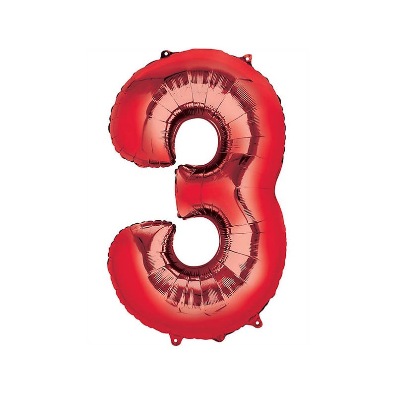 34 Number 3 RED Mylar Balloon Number 3 Balloon THREE - Etsy