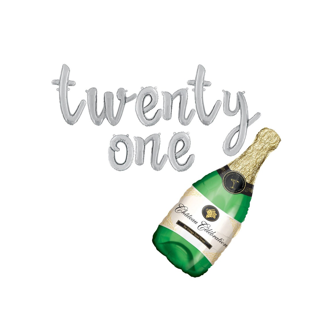 Script TWENTY ONE Balloon Script Letter Balloons 21st Birthday Balloons ...