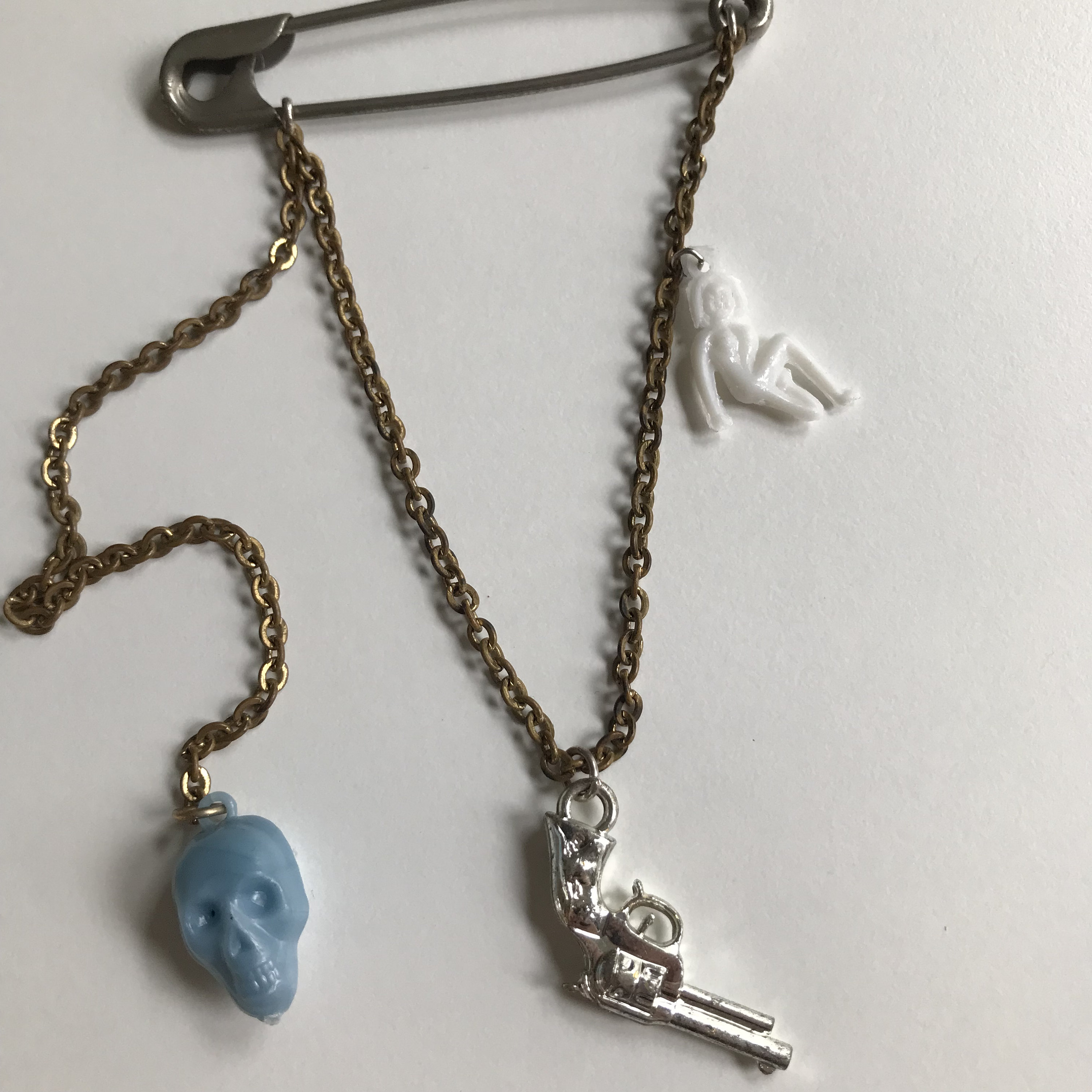 Handmade Punk Safety Pin & Cracker Jack Charm Brooch - Etsy