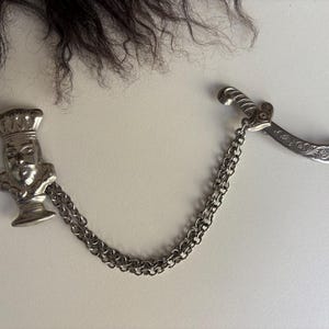 1960s Cossack & Scimitar Tin Chatelaine Chain Brooch - Etsy